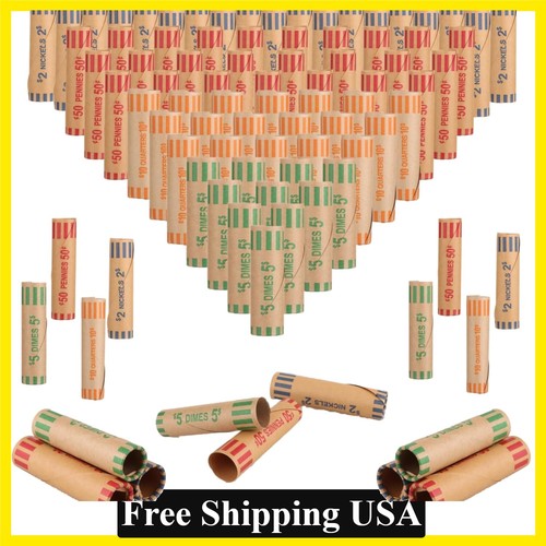512PCS Preformed Coin Wrappers Assorted Coin Wrappers Rolls Change ...