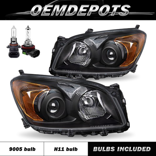 Fit 2009-2012 Toyota RAV4 RAV-4 Black Halogen Headlights Assembly ...