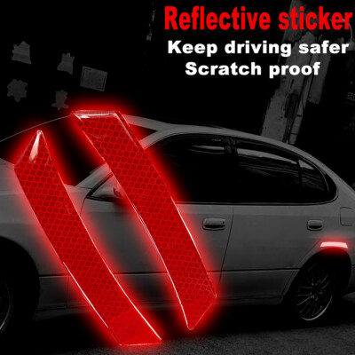 2pcs Red Car Side Marker Bumper Fender Door Reflective Safety Decal ...