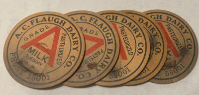 Vintage A.C. Flaugh Dairy Bottle Milk Cap Grade A Ft Wayne Indiana IN ...