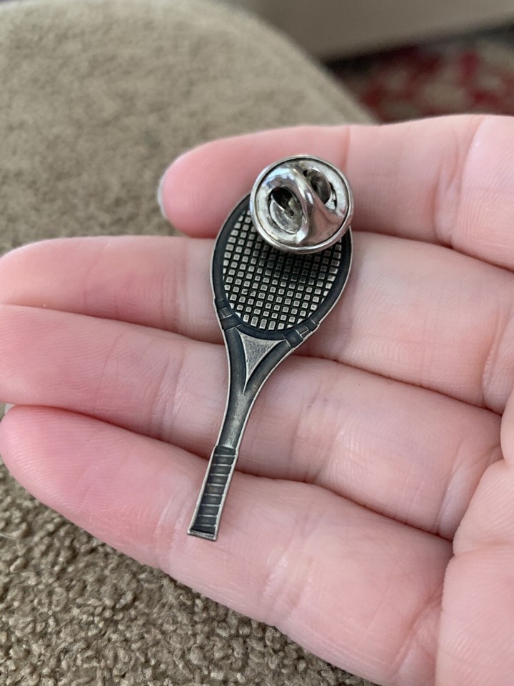 Vintage Tennis Racket Game Silver Tone Enamel Lapel Pin (GW9) | eBay
