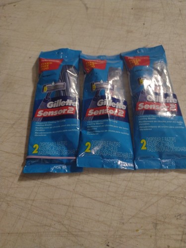 Razor Shaving Gillette Sensor 2, Fixed, Lubrastrip, 2 Each, 3 packs ...