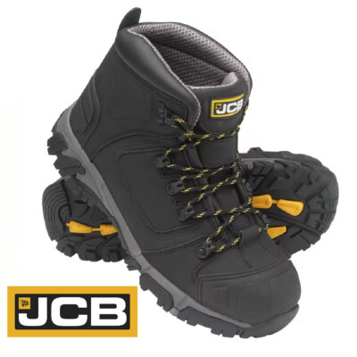 MENS JCB SAFETY WORK BOOTS LEATHER LIGHTWEIGHT STEEL TOE CAP TRAINERS ...