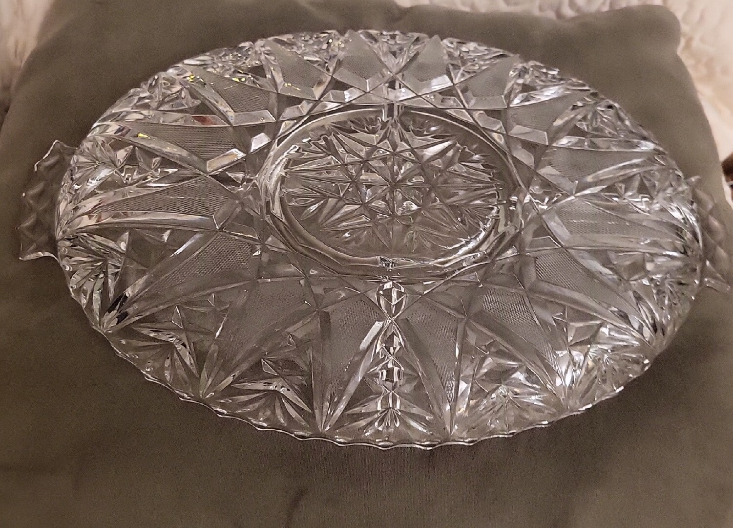 Oval Shape Cut Glass Platter crystal snack desert clear heavy 14" | eBay