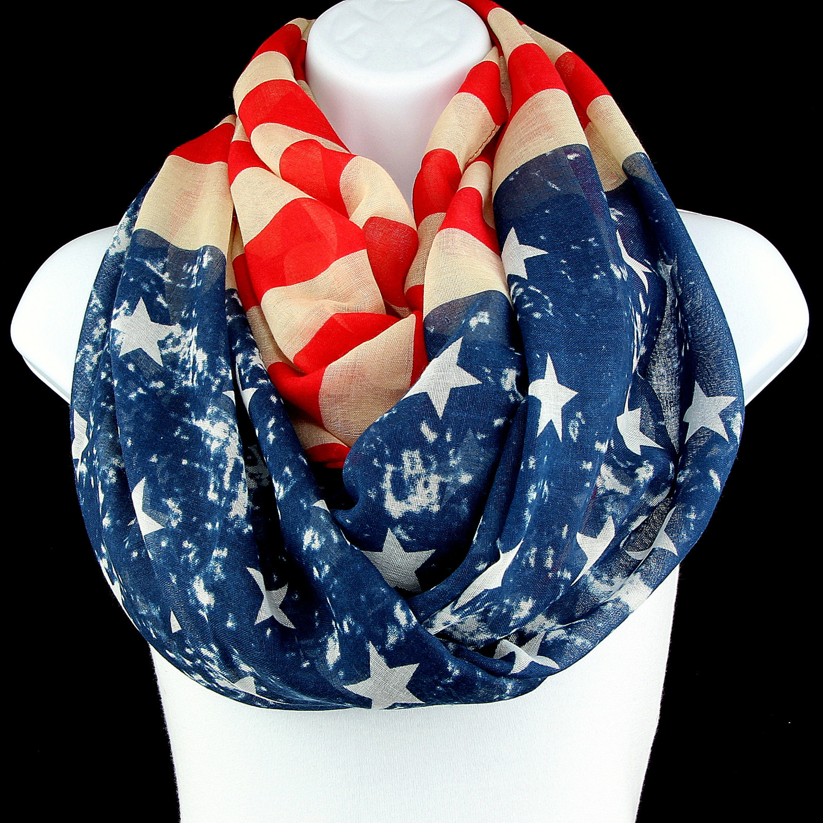 Antique American Flag Women's Scarf 4th July Holiday Scarfs Red Blue ...