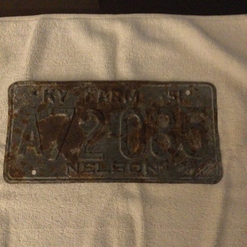 1951 KY Farm License Plate, Nelson County A72 085 | eBay