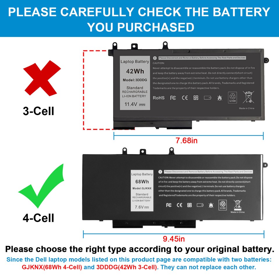 GJKNX Battery for Dell Latitude 5480 5580 5490 5590 Serie GD1JP 451 ...