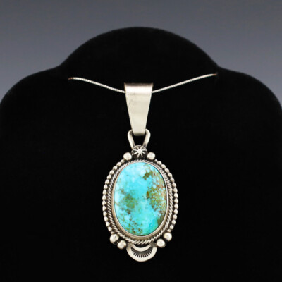 NATIVE AMERICAN NAVAJO STERLING SILVER & TURQUOISE PENDANT BY DANIEL ...