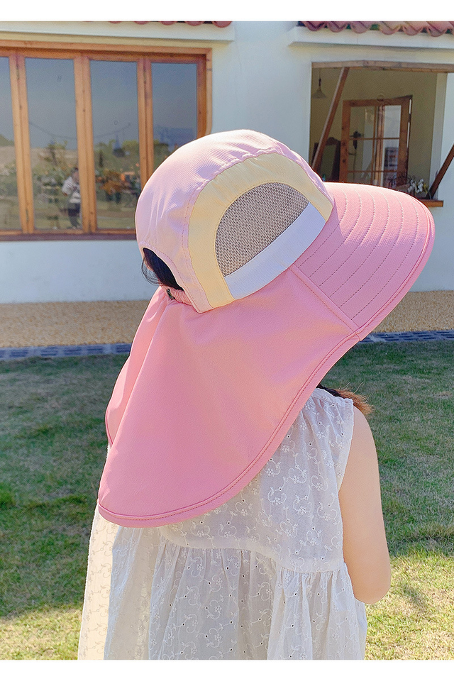 Summer Baby Sun Hat Neck Flap Strap Wide Brim Beach Bucket Boy Girl ...