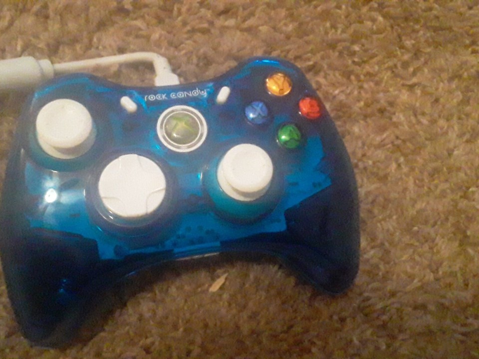 Rock Candy (037-010) Gamepad Controller Transparent Blue XBOX 360/PC ...