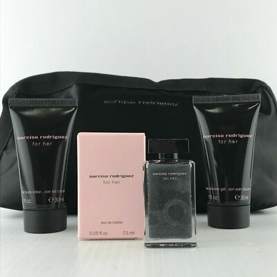 Narciso Rodriguez 4pc Mini Set Edt Splash 0.25 Lotion and Shower Gel 1. ...