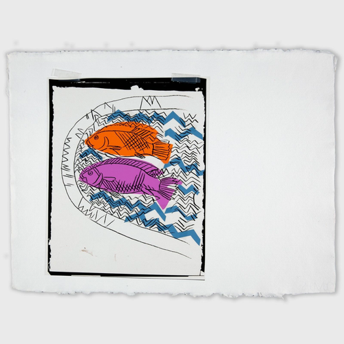Andy Warhol Rare Original c.1958 Two Fish Screenprint Art Paper ...