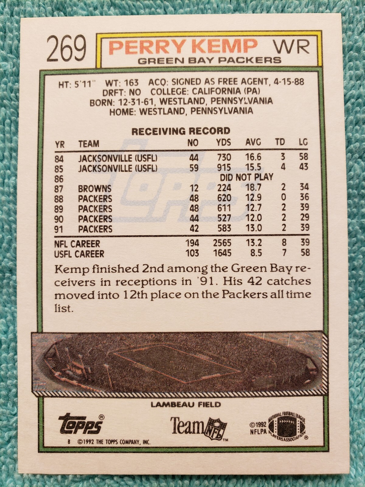 1992 Topps - #269 Perry Kemp for sale online | eBay