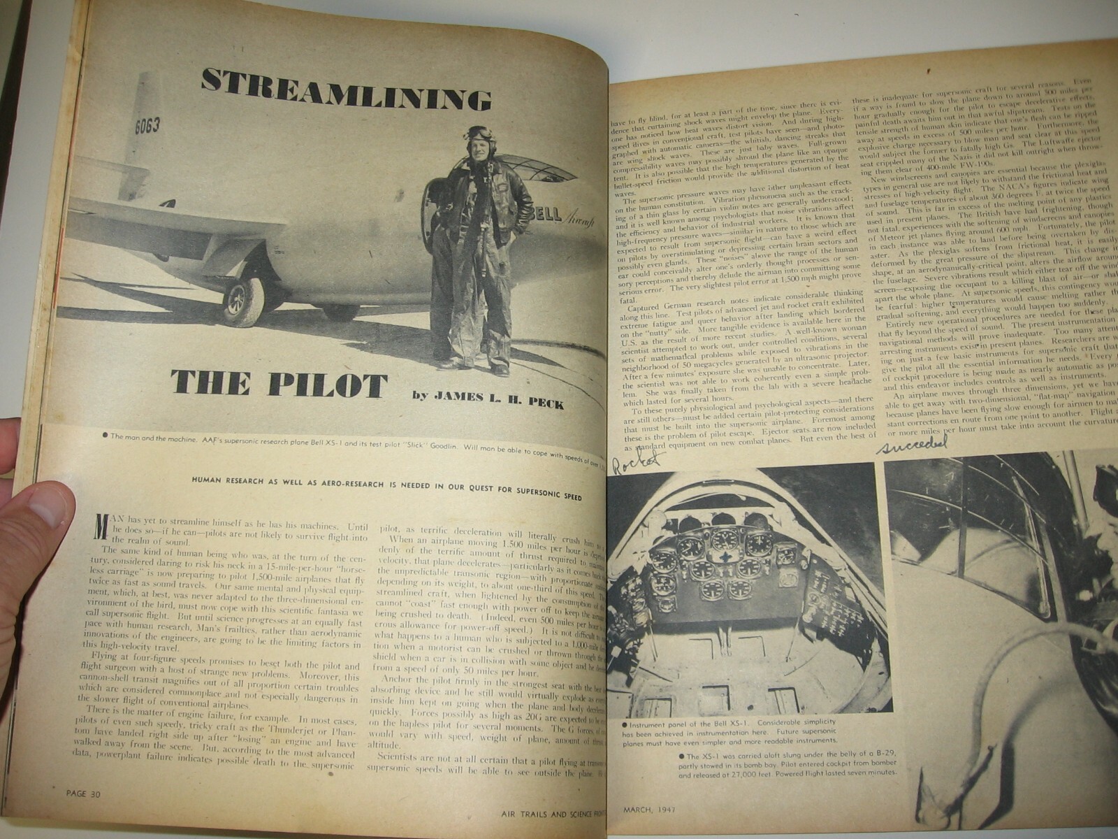 1947 Rare March Air Trails Magazine with XS-1 Bell Photos Story, Slick ...