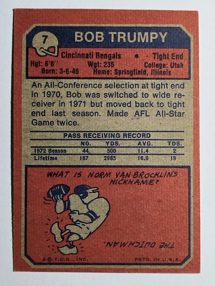 1973 Topps #7 Bob Trumpy (EX) | eBay