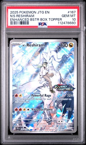 2025 POKEMON #167 N'S RESHIRAM ENHANCED BSTR BOX TOPPER PSA 10 | eBay