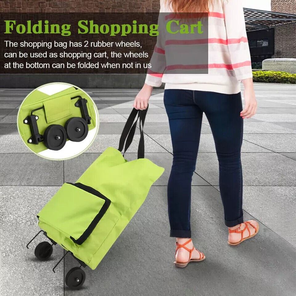 Collapsible Rolling Shopping Bag W/Wheels Reusable Folding Shopping ...