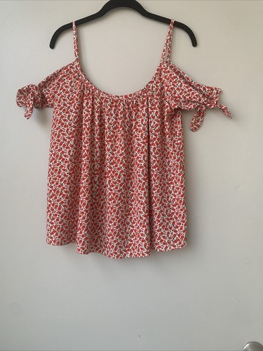 Bailey 44 S Cold Shoulder Top Red Poppies Floral Flowy | eBay