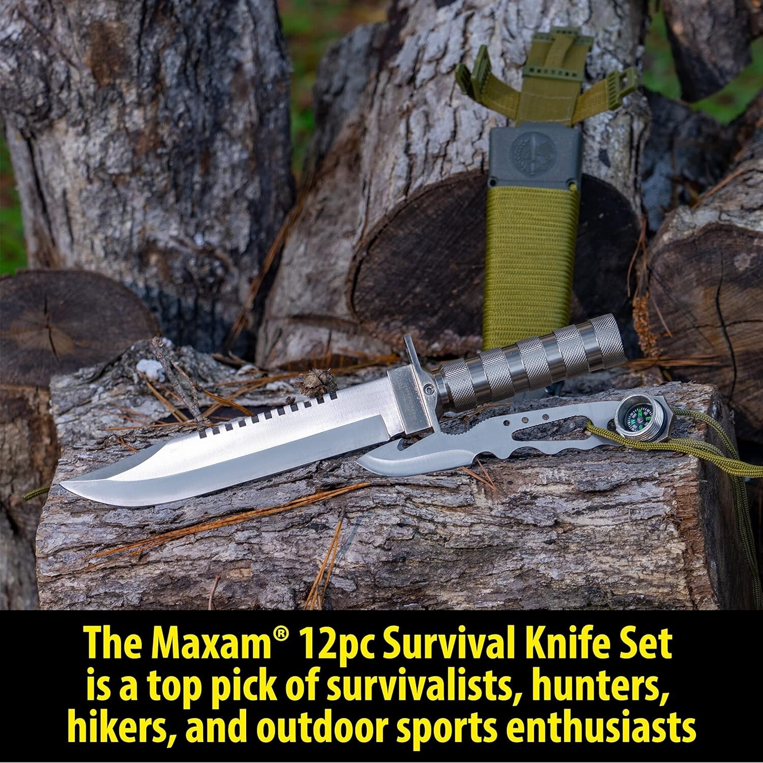 Maxam 12-Piece Survival Knife Set with Zinc Alloy Handles, ki | eBay