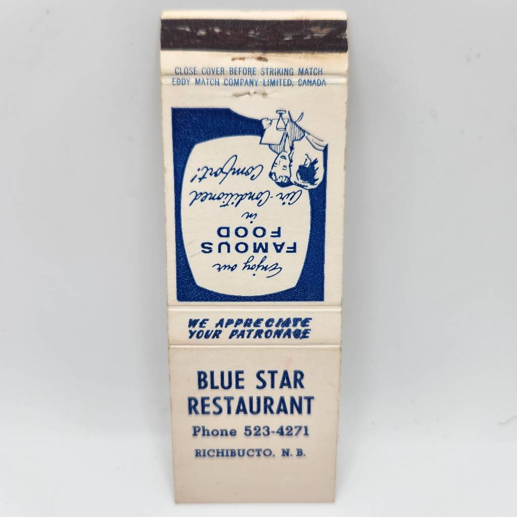 Vintage Matchcover Blue Star Restaurant Richibucto New Brunswick | eBay