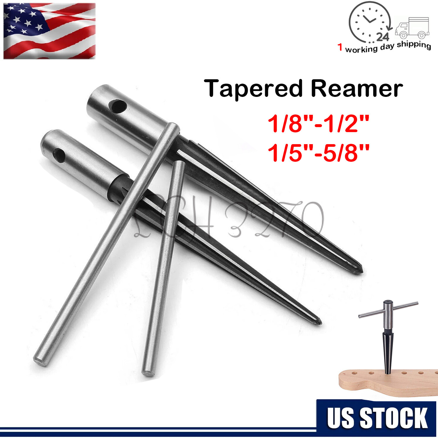 Tapered Reamer Set 1/8"-1/2 " &1/5"-5/8" Bridge Pin Hole Countersunk ...