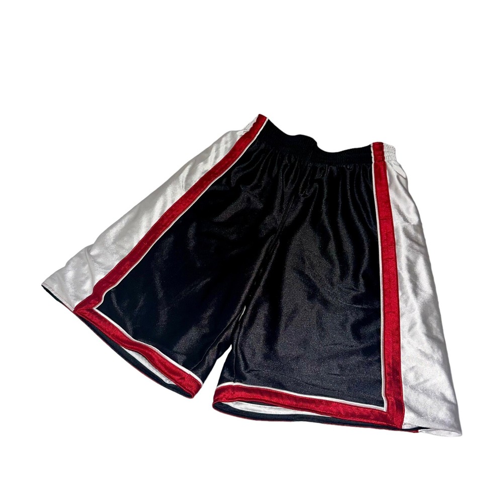 Tek Gear Vintage Dazzle Basketball Shorts Silky Shiny Silver Black Red ...