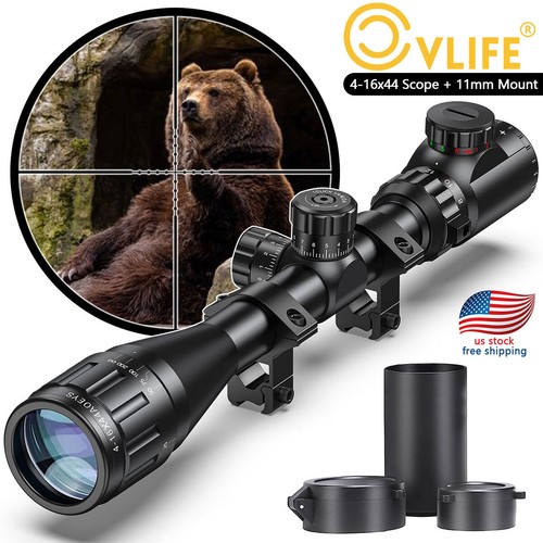 4-16x44 AOE Rifle Scope Red/Green Illuminated Tactical Scope 11mm Mount ...