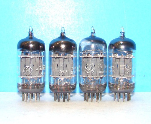 5814A GE radio audio triple mica vacuum tubes 4 valves tested 12AU7A ...