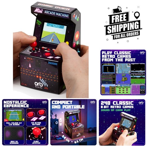 Classic 80's Mini Arcade Machine - 240 Games, 2.5" LCD, Battery Powered ...
