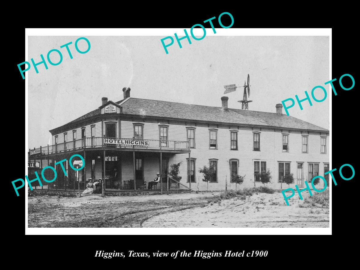 OLD POSTCARD SIZE PHOTO OF HIGGINS TEXAS VIEW OF THE HIGGINS HOTEL ...