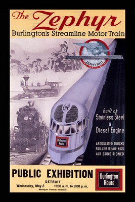ZEPHYR BURLINGTON'S STREAMLINE MOTOR TRAIN AMERICAN TRAVEL VINTAGE ...