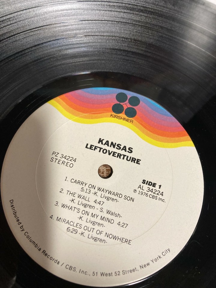 Kansas - Leftoverture Vinyl Record. LP - 1976 First Press - Kirshner PZ ...