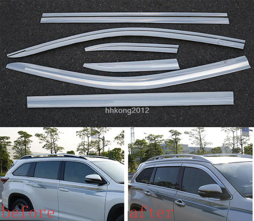 Chrome Window Visors Vents Sun Rain Guard Cover For 2014-2019 Toyota ...