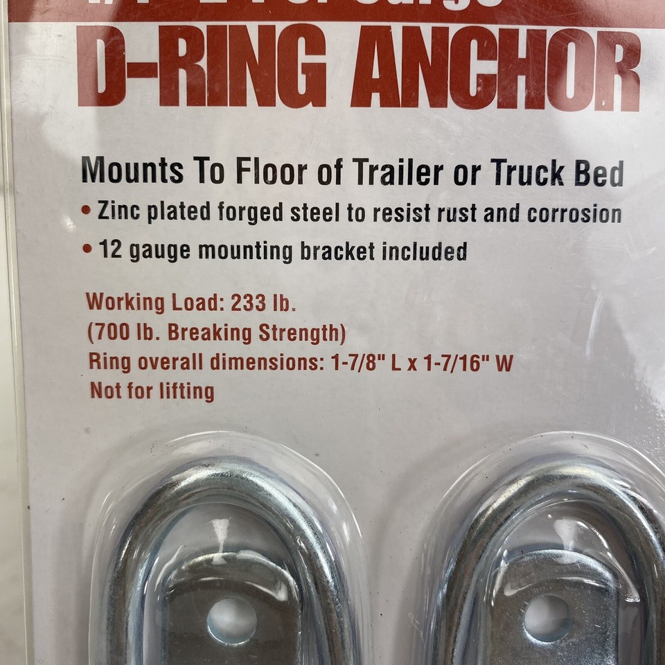 Haul Master 1/4" 2 Pc Cargo D-Ring Anchor Working Load 233 lbs NEW | eBay