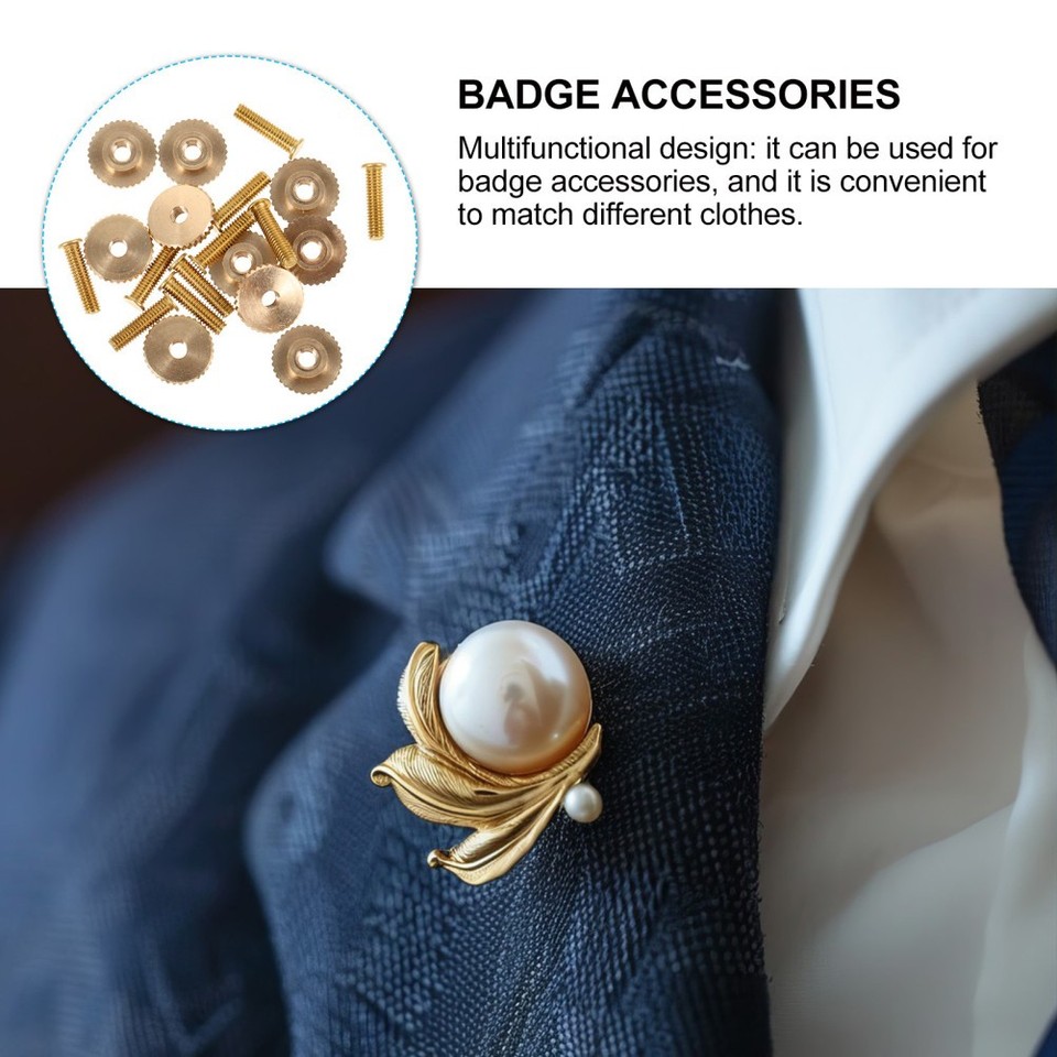 10 Sets Badge Screw Cap Kit Pin Screw with Caps Pin Backs Crafting ...