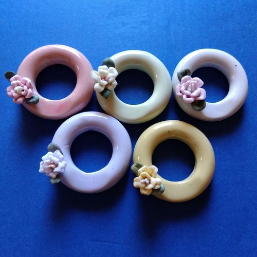 Ceramic Flower Chopstick Rest Set of 5, Pastel Colors, Donut Shape ...