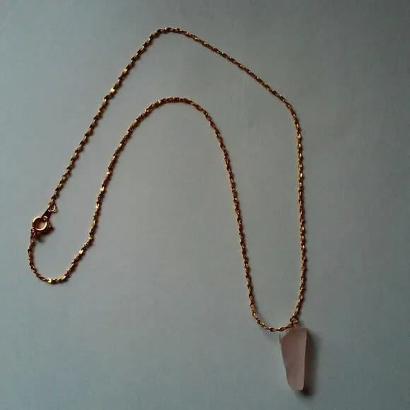 Pink Crystal Gold Chain Necklace 9 3/4" Long Crystal 1" Long | eBay
