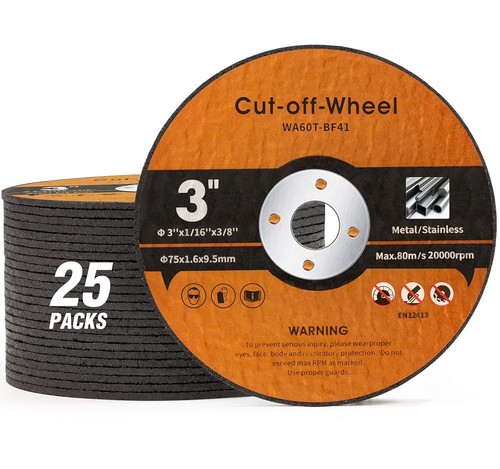 25 PCS 3 Inch Cut Off Wheels Metal and Stainless Steel Cutting Whee 3 ...