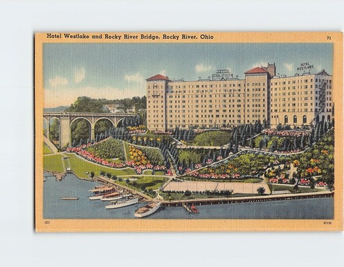 Postcard Hotel Westlake & Rocky River Bridge Rocky River Ohio USA | eBay