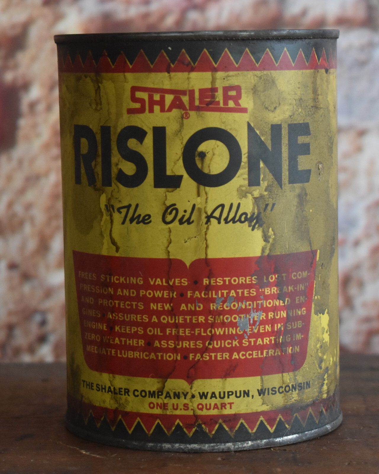 Vintage Shaler Rislone Oil Alloy One Quart Metal Advertising Can ...