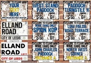 Leeds United Elland Road Editable Retro Vintage Style Metal Sign LUFC ...