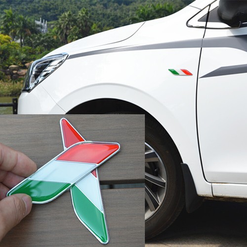 1 Pair of Italian Flag Car Fender Door Side Emblem Emblem Sticker Decal ...