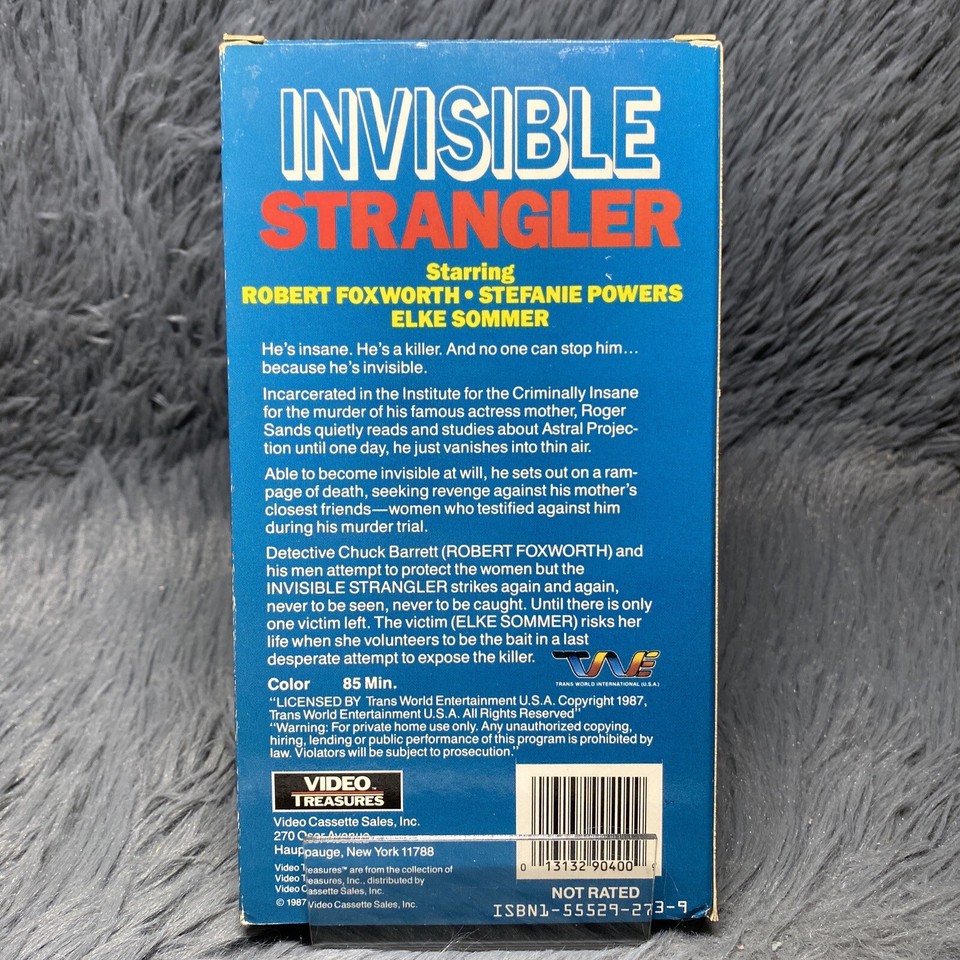 Invisible Strangler VHS 1987 Video Treasures Robert Foxworth Elke ...