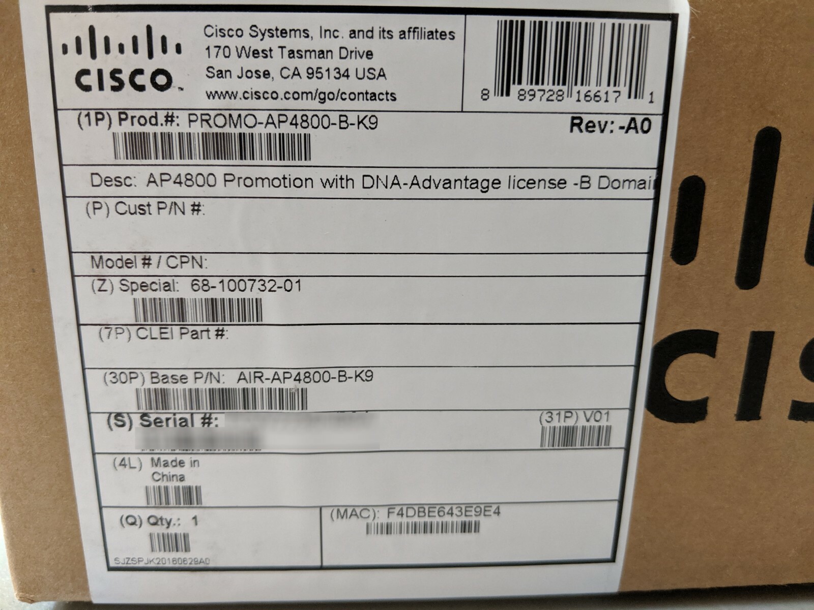 Cisco AIR-AP4800-B-K9 4800 Wireless Access Point (** We buy Cisco ...
