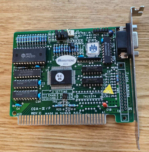 Vintage Gaming CGA Video Card ISA 8 Bit, UM2300 215 Chipset CGA-III / P ...