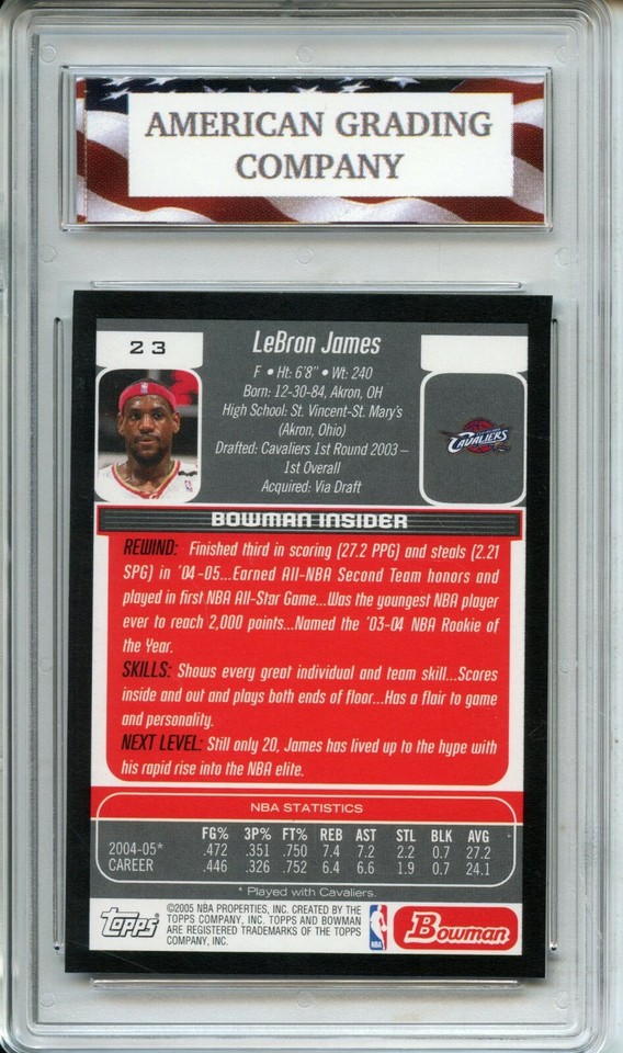 2005 Bowman #23 LeBron James AGC 10 Gem Mint Cleveland Cavaliers | eBay