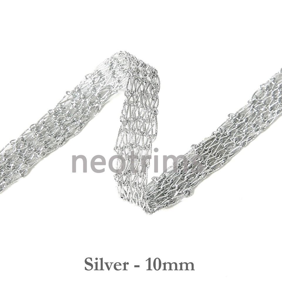 Metallic Gold Silver Trimming Ribbon Braid Lurex Textured Weave,5 ...