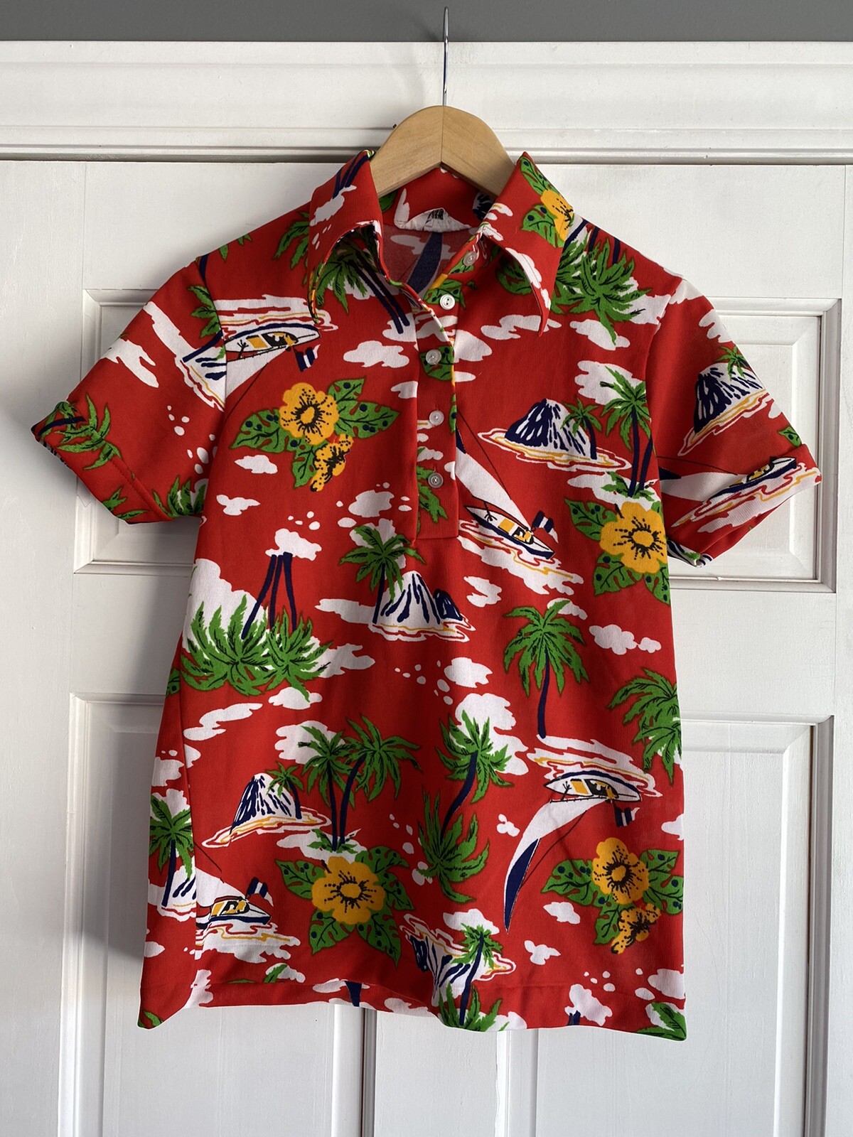 AV21 Vintage Miss Holly Hawaiian Aloha Style Print Sh… - Gem