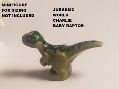 LEGO Dinosaur BABY Raptor Olive Dark Green Markings Jurassic Charlie ...