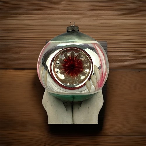 Vintage TRIPLE Indented & Floral Design Mercury Glass Ornament**POLAND ...